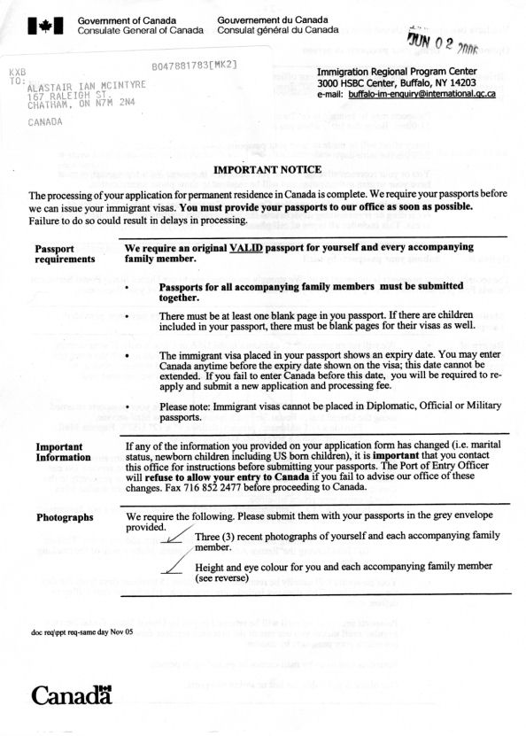 Permanent Landed Status Application Now Complete